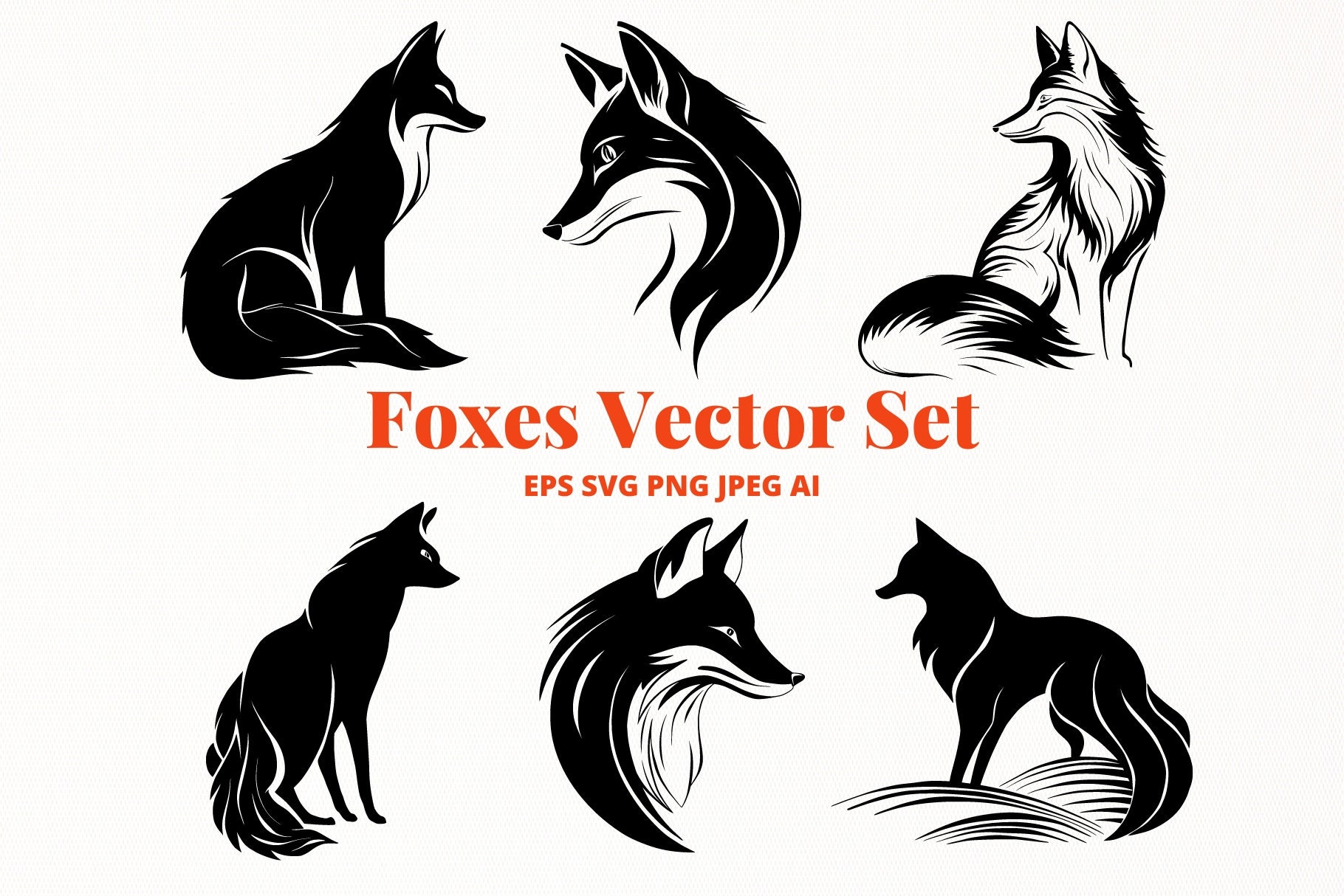 Fox SVG Fox Silhouette Bundle Animal Clipart for Wall Decal. Fox Print ...