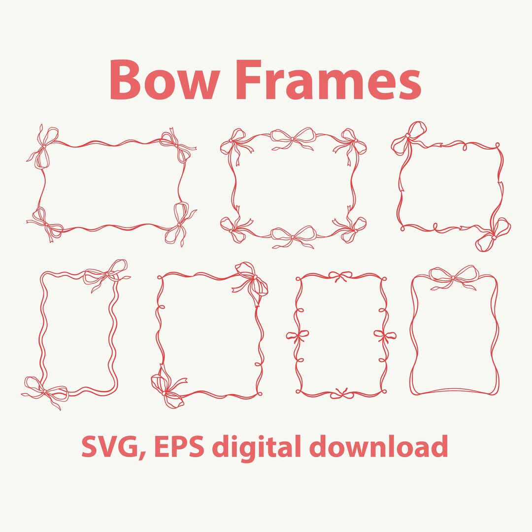Coquette Bow Frame Rectangle Border Ribbon Frame for Wedding Clipart ...