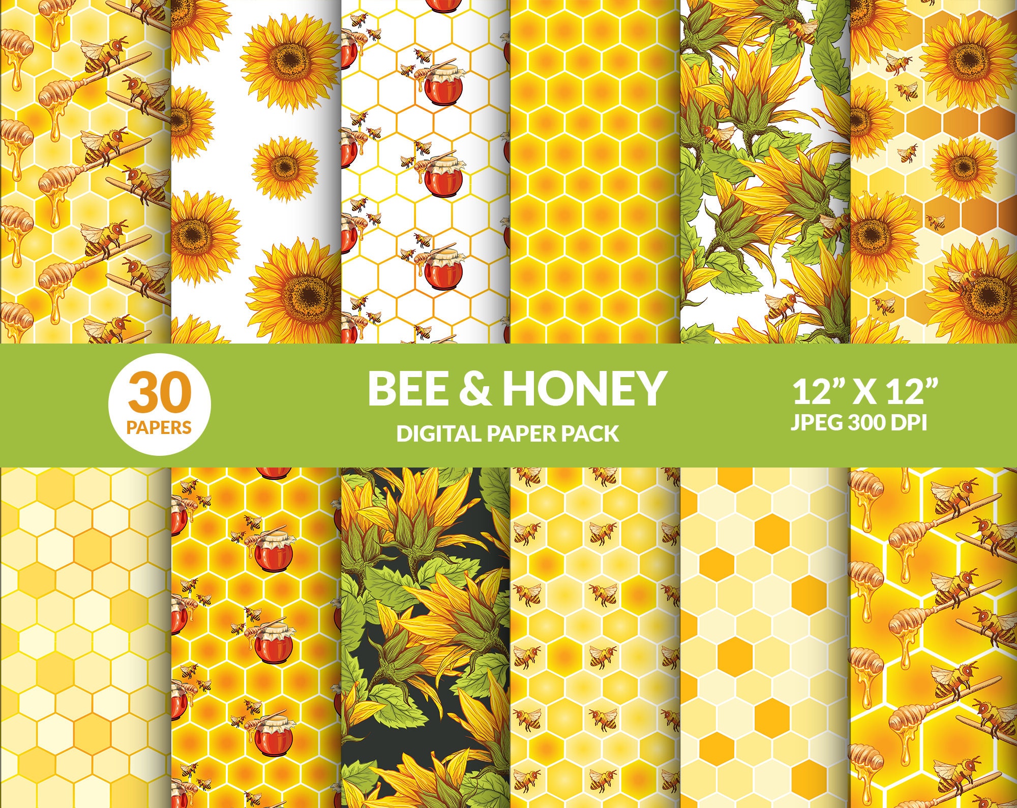 Bee Digital Paper for Scrapbook Planner Pages Stencil. Honey - Etsy