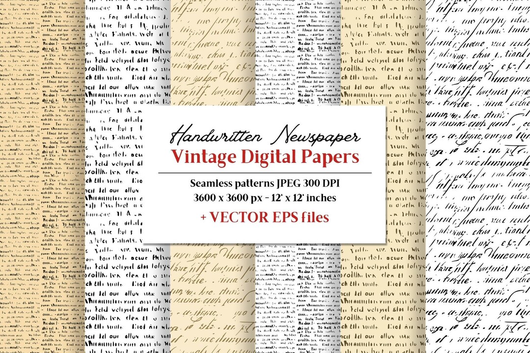 Old Handwritten Text Digital Papers, Vintage Papers Junk Journal ...