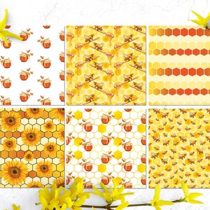 Bee Digital Paper for Scrapbook, Planner Pages, Stencil. Honey Pot With ...