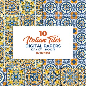 Vintage Italian Tile Digital Papers: Mediterranean Mosaic (digital ...