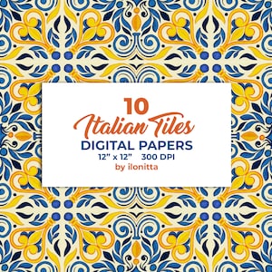 Vintage Italian Ornamental Digital Papers. Antique Mediterranean Tile ...