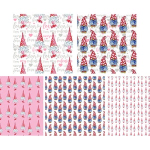 Valentine Gnome Digital Paper Seamless Pattern. Love Hearts, Cute ...
