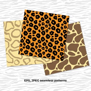 Safari Animal Prints Digital Papers Seamless Patterns Vector Bundle ...