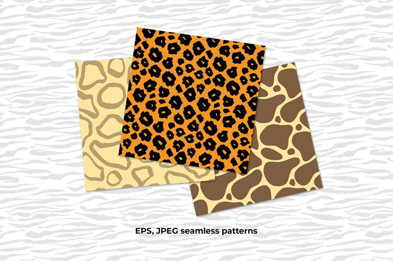 Safari Animal Prints Digital Papers Seamless Patterns Vector - Etsy