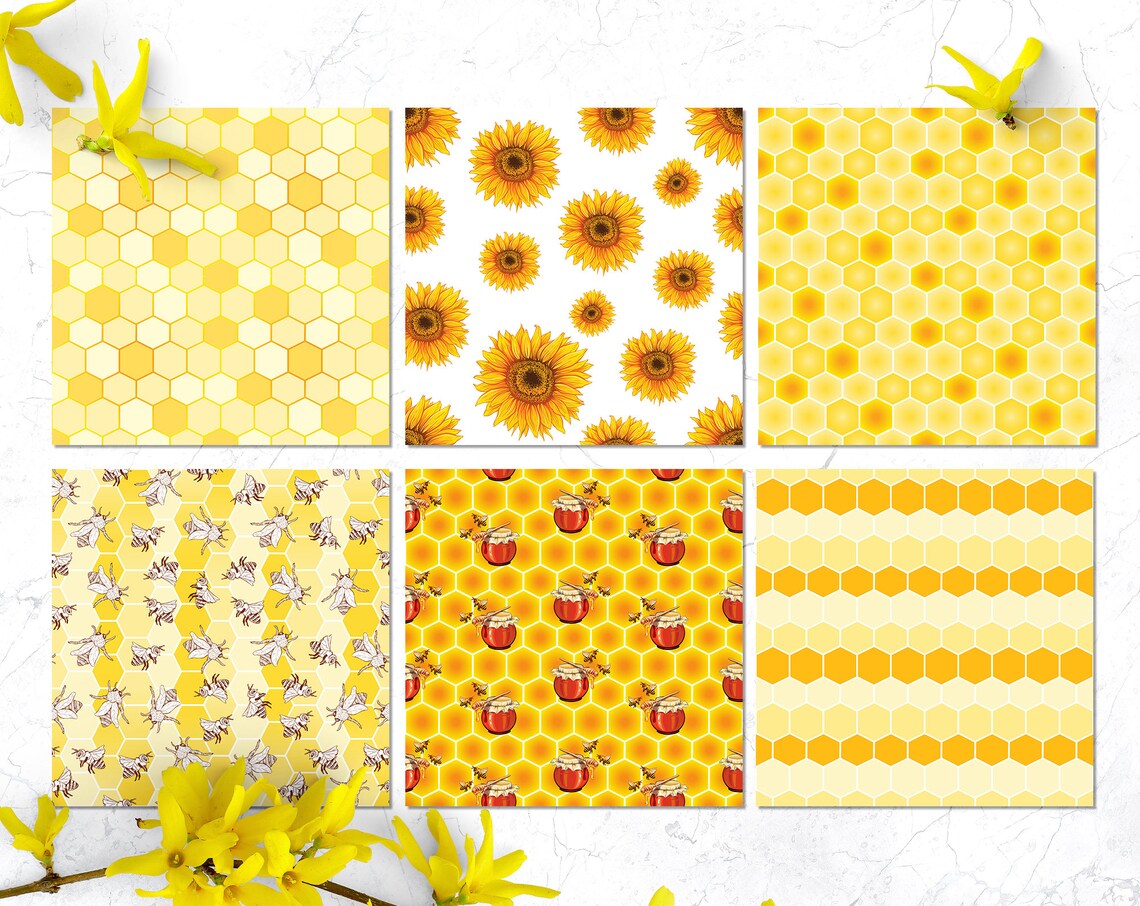 Bee Digital Paper for Scrapbook Planner Pages Stencil. Honey | Etsy