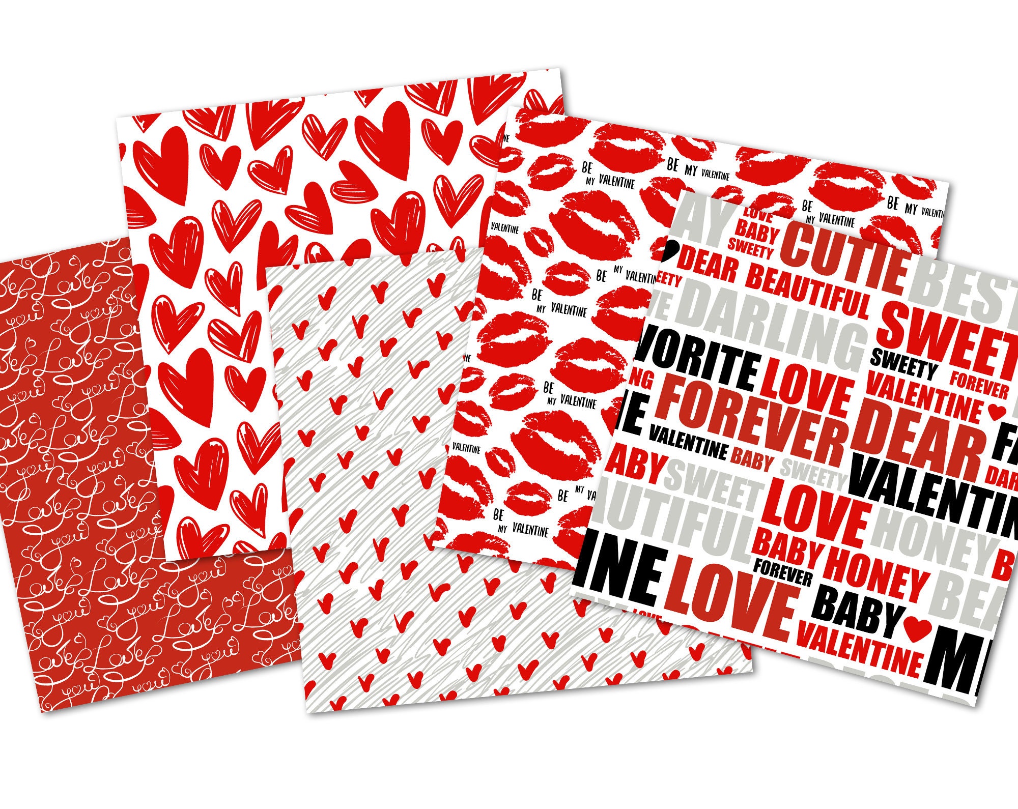 Valentines Day Love Digital Paper Seamless Pattern. Hearts - Etsy