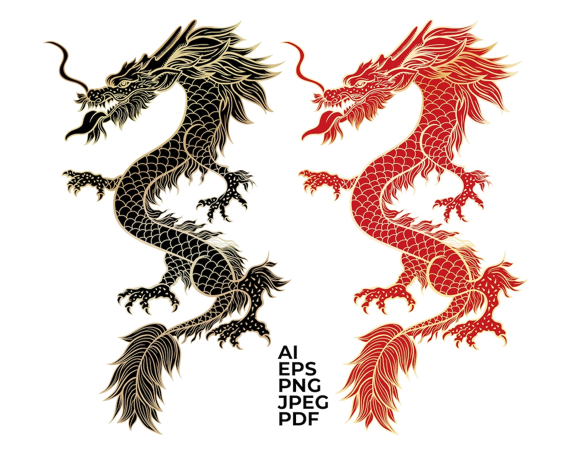 Chinese Dragon SVG Chinese Dragon Vector Dragon Tattoo Sublimation PNG ...