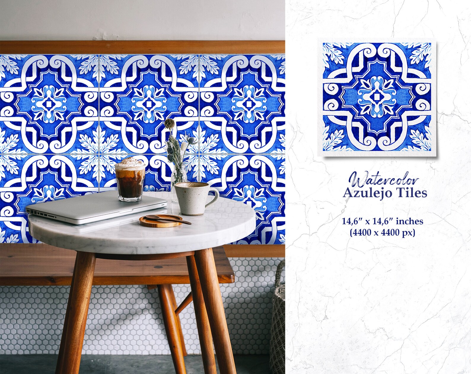 Portuguese Tiles. Mosaic Talavera Stencil Watercolor Clipart. | Etsy