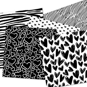 Black and White Digital Paper, Seamless Pattern. Modern Doodle ...