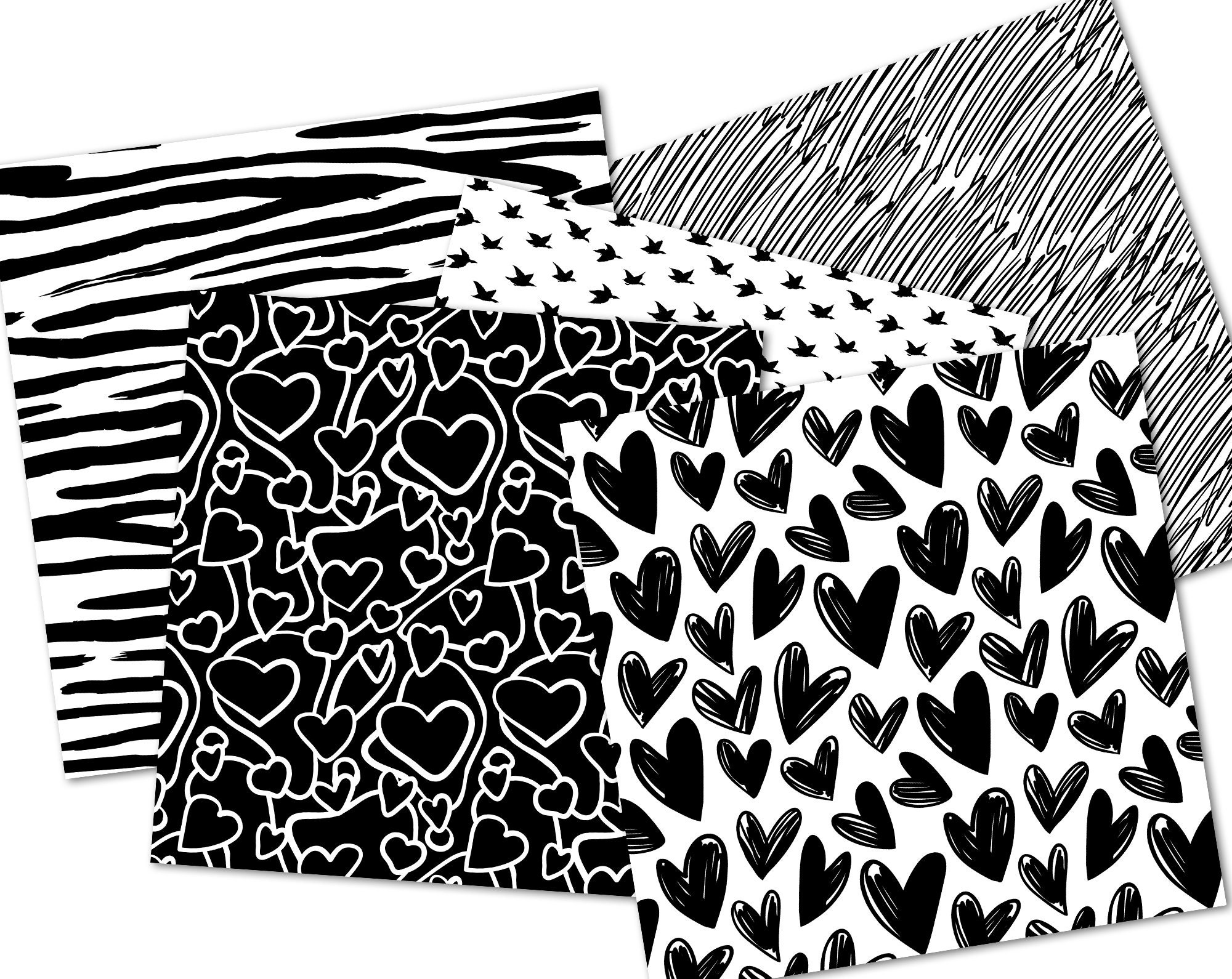 Black and White Digital Paper Seamless Pattern. Modern Doodle - Etsy