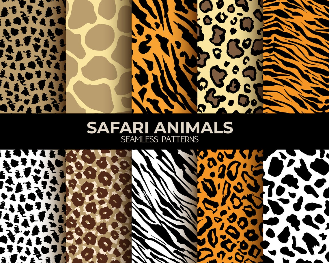 Safari Animal Prints Digital Paper Animal Print Woodland - Etsy