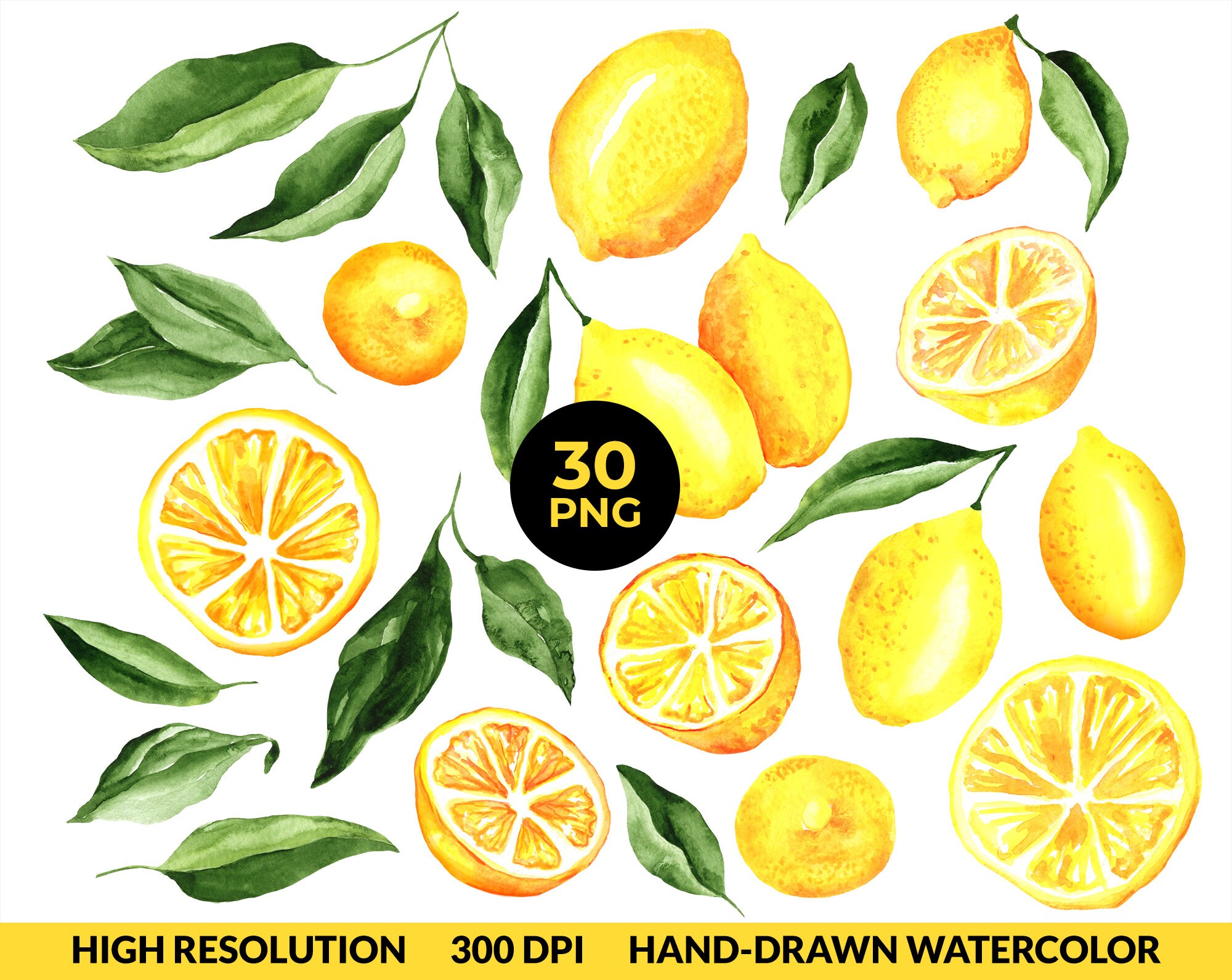 Lemon Watercolor Clipart Lemon Clipart Sublimation PNG. - Etsy