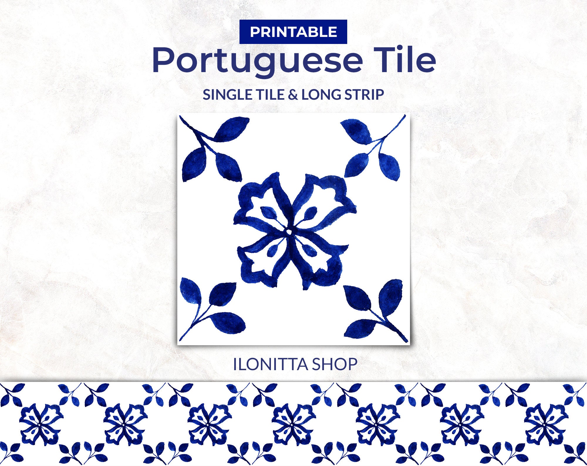 Portuguese Tile for Printable Wall Decal. Azulejo Tile and a - Etsy
