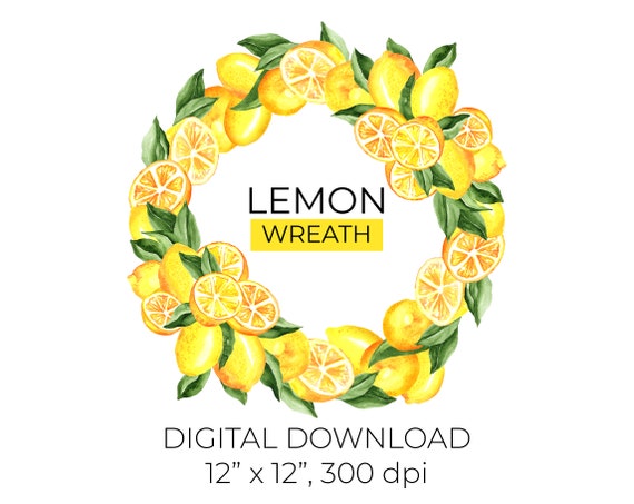 Lemon Wreath Clipart Watercolor Frame Watercolor Clipart. - Etsy