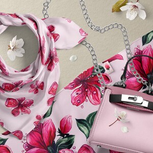 Watercolor Digital Paper Magnolia Flowers Floral Seamless Pattern JPEG ...