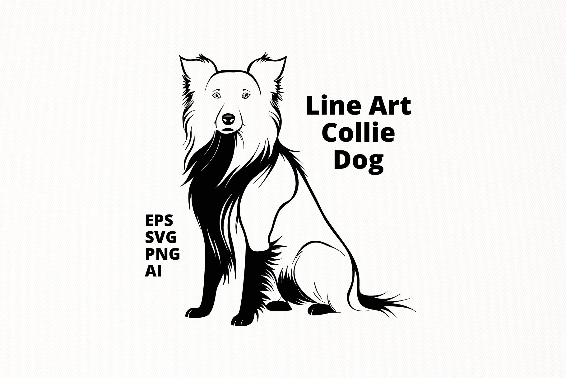 Collie Dog SVG Line Art Pet Vector Tattoo Sublimation PNG for T-shirt ...