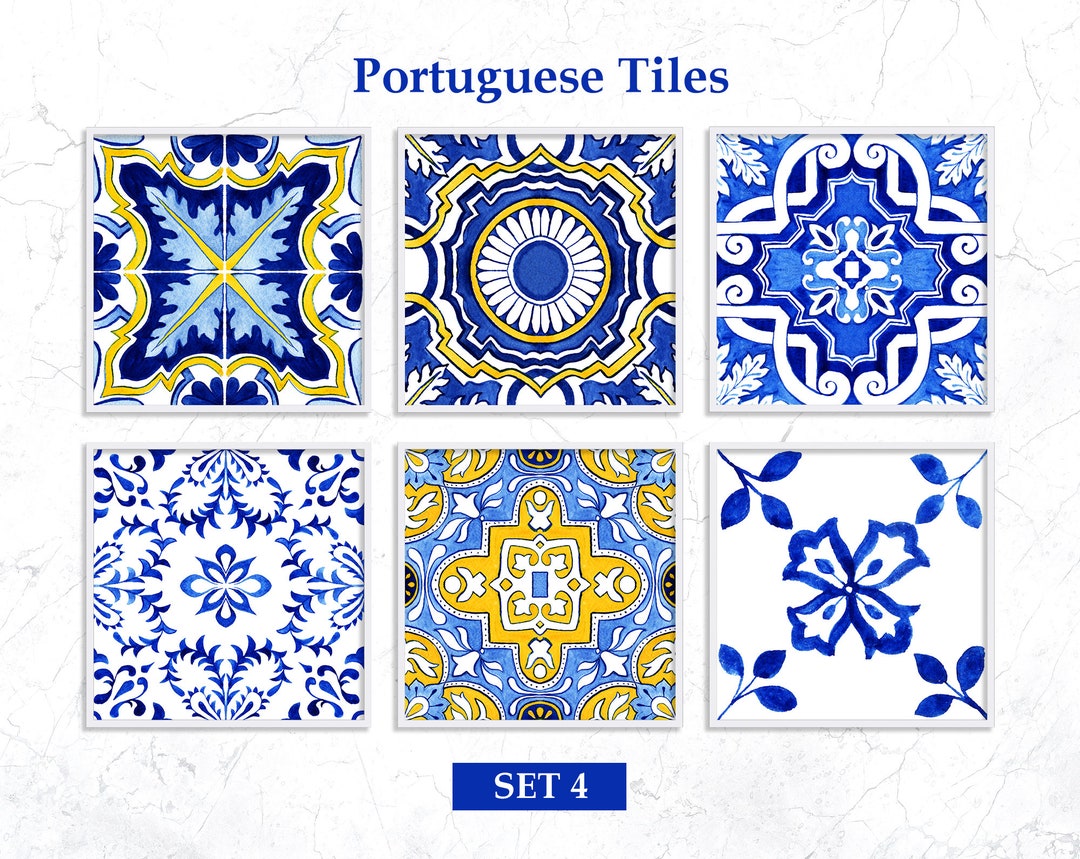 Spanish Tiles Digital Print SET4. Tile Stencil Stickers INSTANT ...