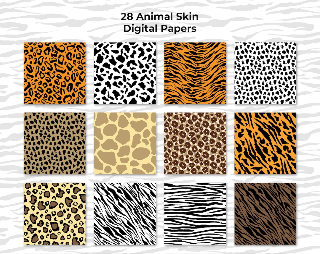 Safari Animal Prints Digital Papers Set Seamless Patterns JPEG Bundle ...