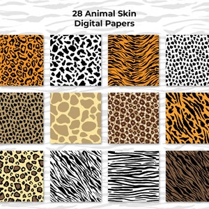 Safari Animal Prints Digital Papers Set Seamless Patterns JPEG Bundle ...