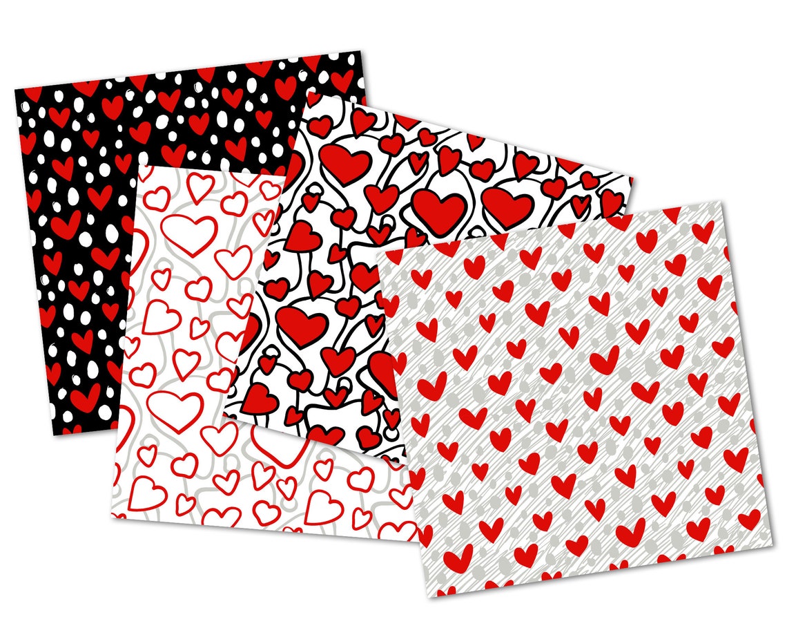 Valentines Day Love Digital Paper Seamless Pattern. Hearts - Etsy