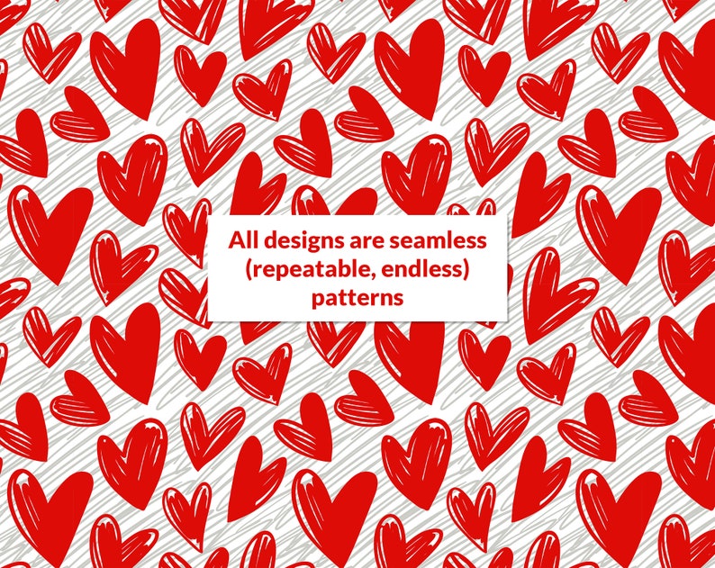 Valentines Day Love Digital Paper Seamless Pattern. Hearts - Etsy