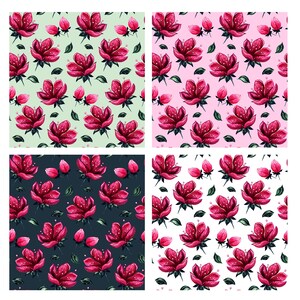 Watercolor Digital Paper Magnolia Flowers Floral Seamless Pattern JPEG ...