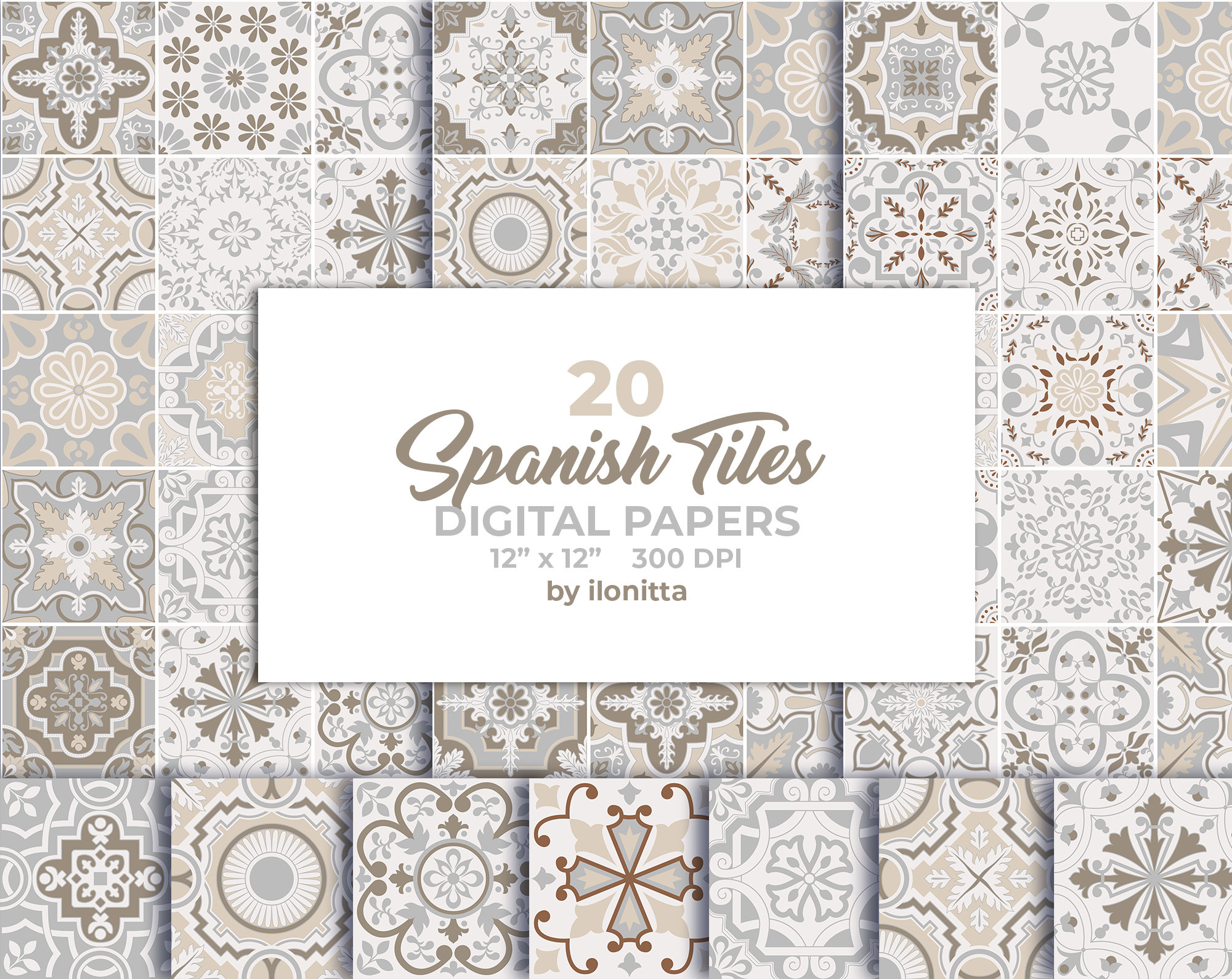 Spanish Tiles Mosaic Seamless Pattern Digital Paper Pack for - Etsy