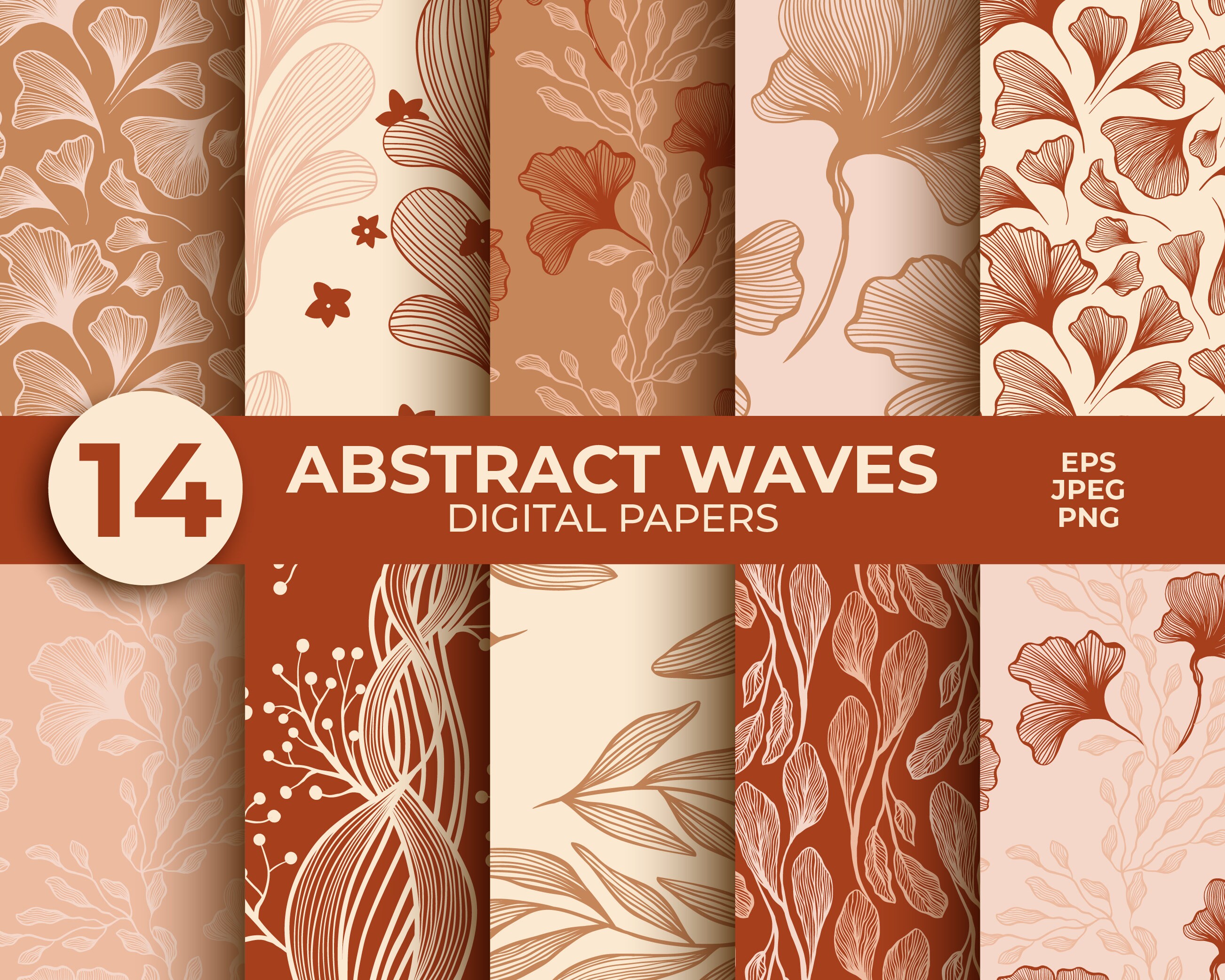 Boho Digital Paper Seamless Pattern. Flower Line Art Floral - Etsy