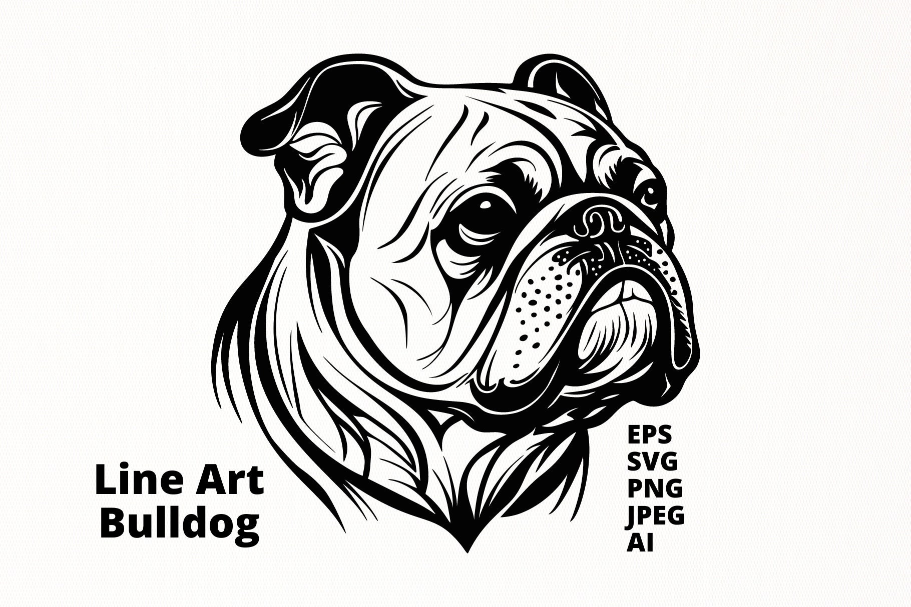 Bulldog Dog SVG Line Art Pet Vector Tattoo Sublimation PNG for T-shirt ...