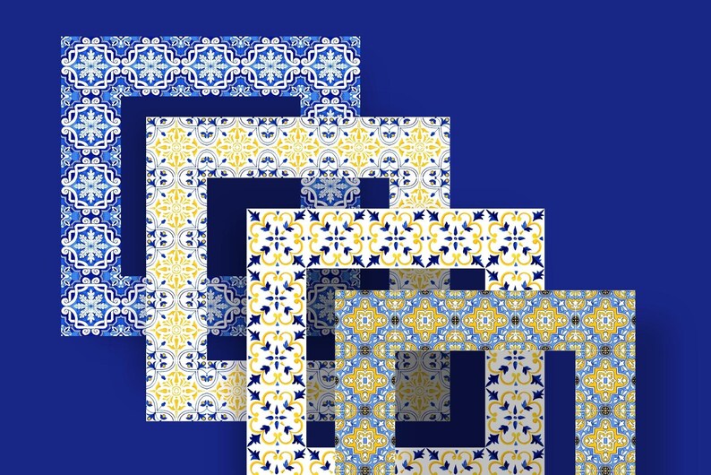 Portuguese Tiles Photo Frame Clipart Talavera Tile Frame - Etsy