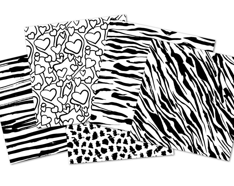 Black and White Digital Paper Seamless Pattern. Modern Doodle - Etsy