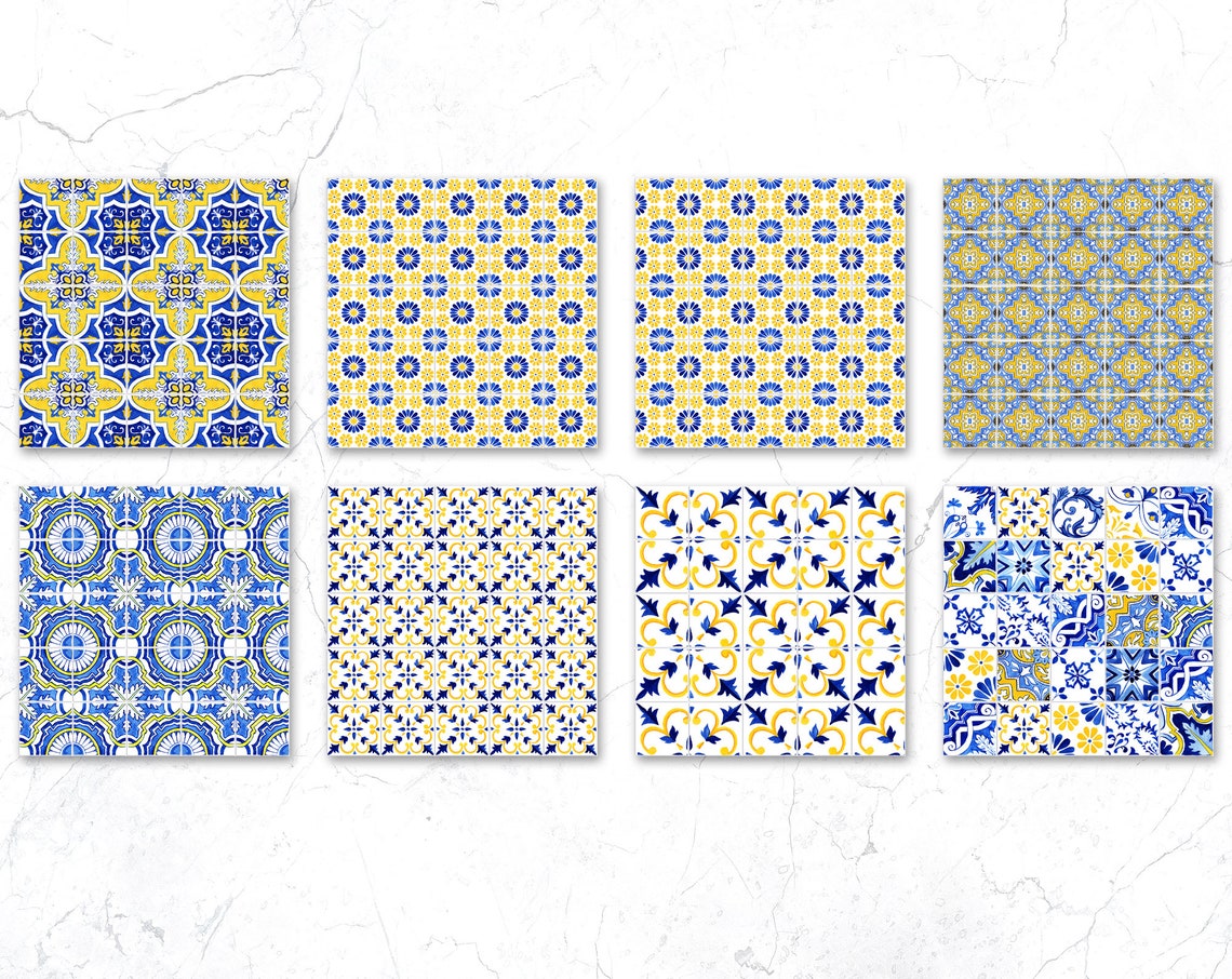 Portuguese Tiles Digital Paper. Portugal Miniature Tiles, Spanish ...