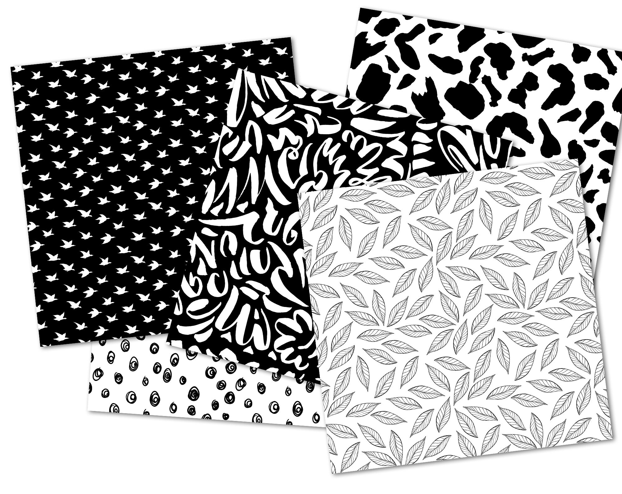 Black and White Digital Paper Seamless Pattern. Modern Doodle - Etsy