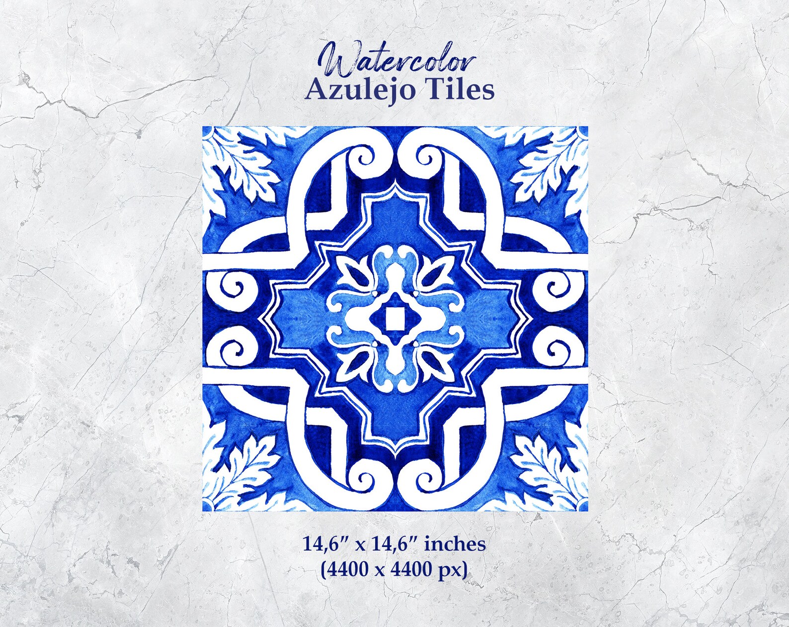 Portuguese Tiles. Mosaic Talavera Stencil Watercolor Clipart. - Etsy