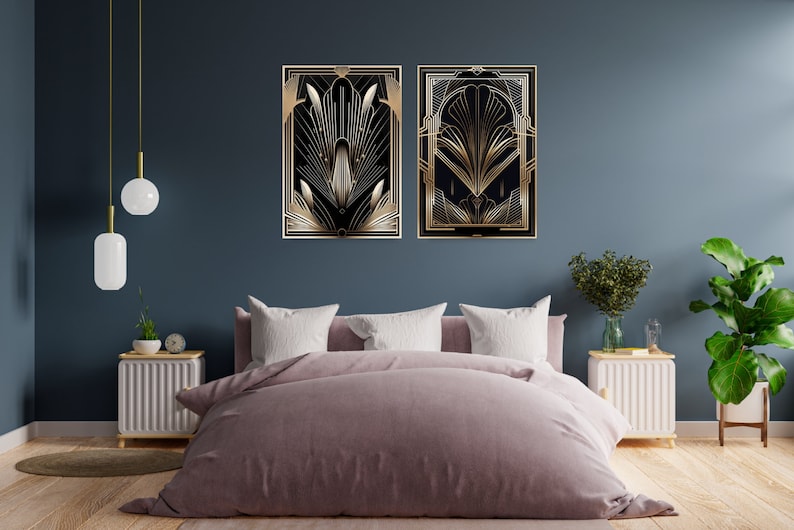 Gold and Black Art Deco Wall Art Vertical Printable Posters 8 X 12 ...