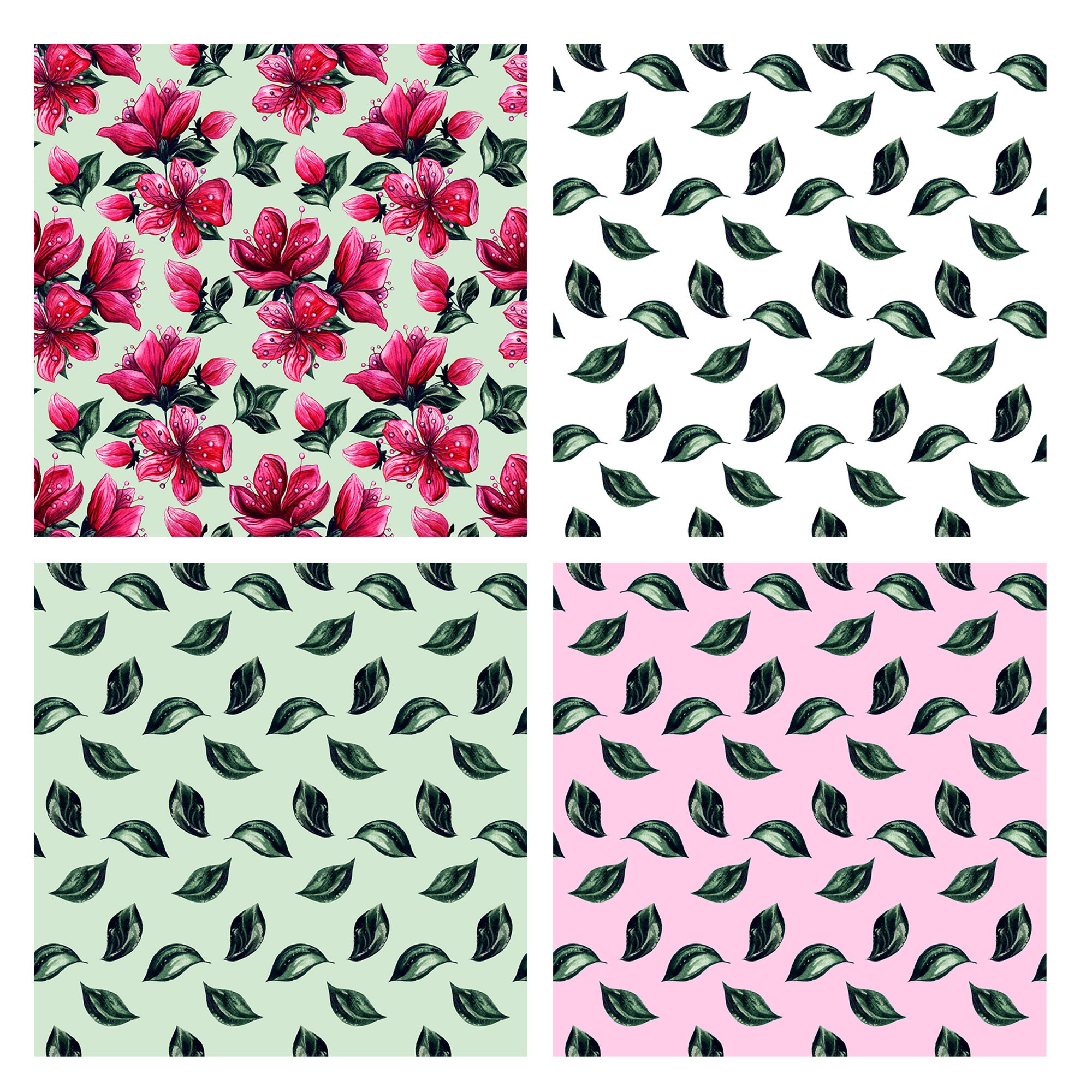 Watercolor Digital Paper Magnolia Flowers Floral Seamless - Etsy