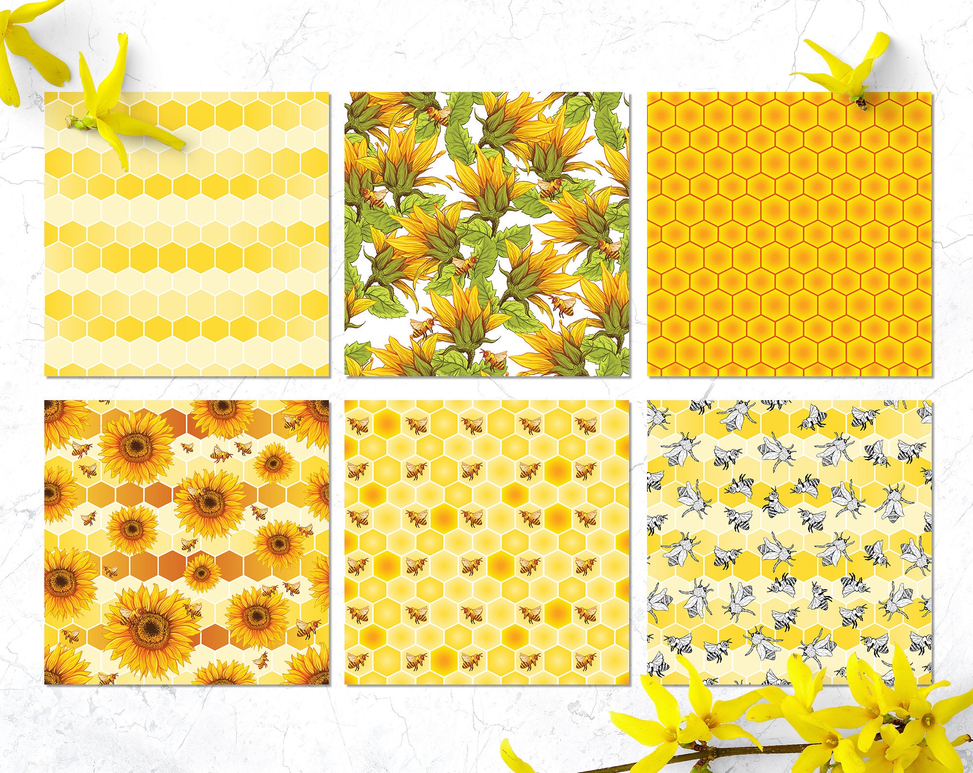 Bee Digital Paper for Scrapbook Planner Pages Stencil. Honey - Etsy