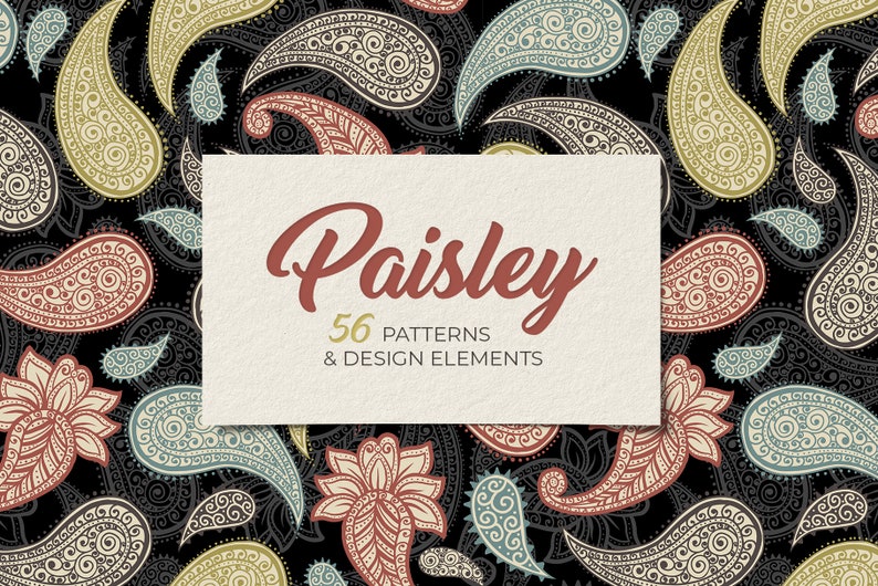 Paisley Seamless Patterns Vector Collection. Floral Fashion Background, Buta Design Elements SVG ...