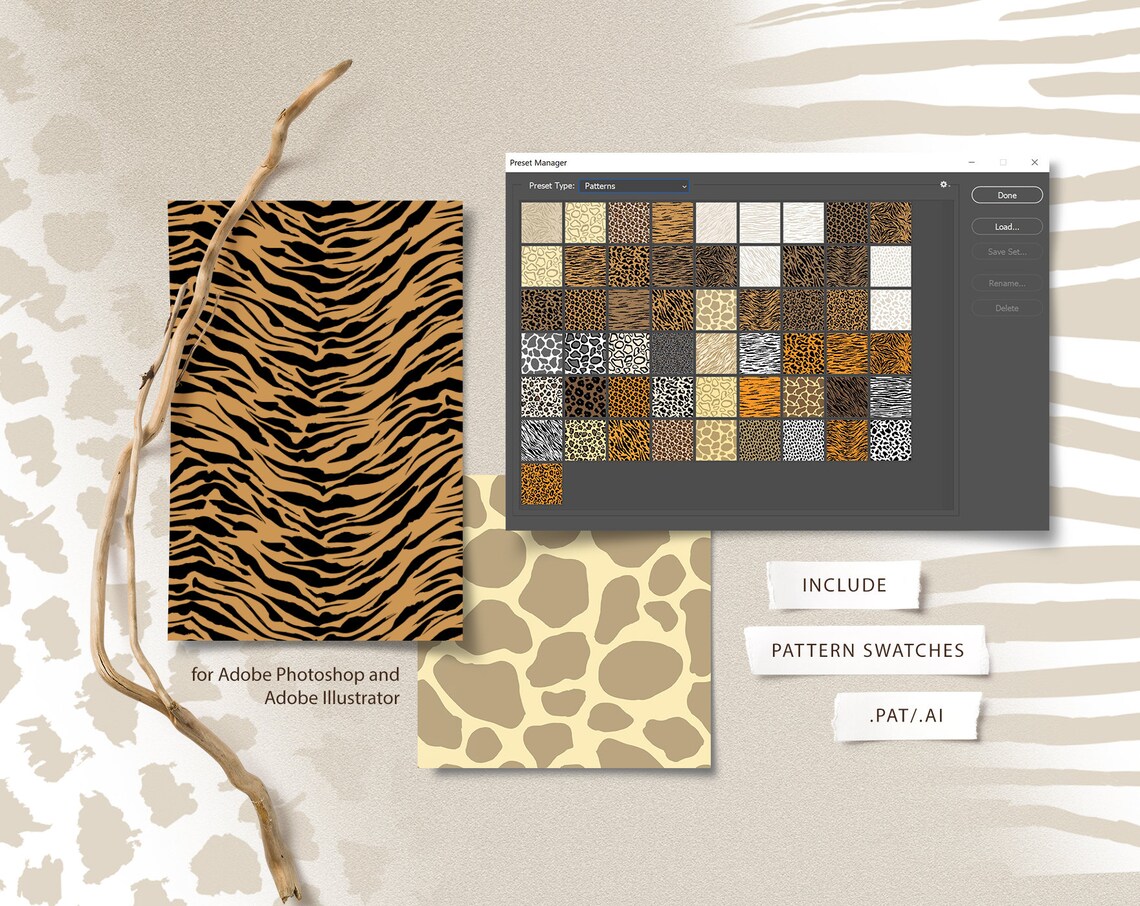 Safari Animal Print Textures: Seamless Patterns, Photoshop ...