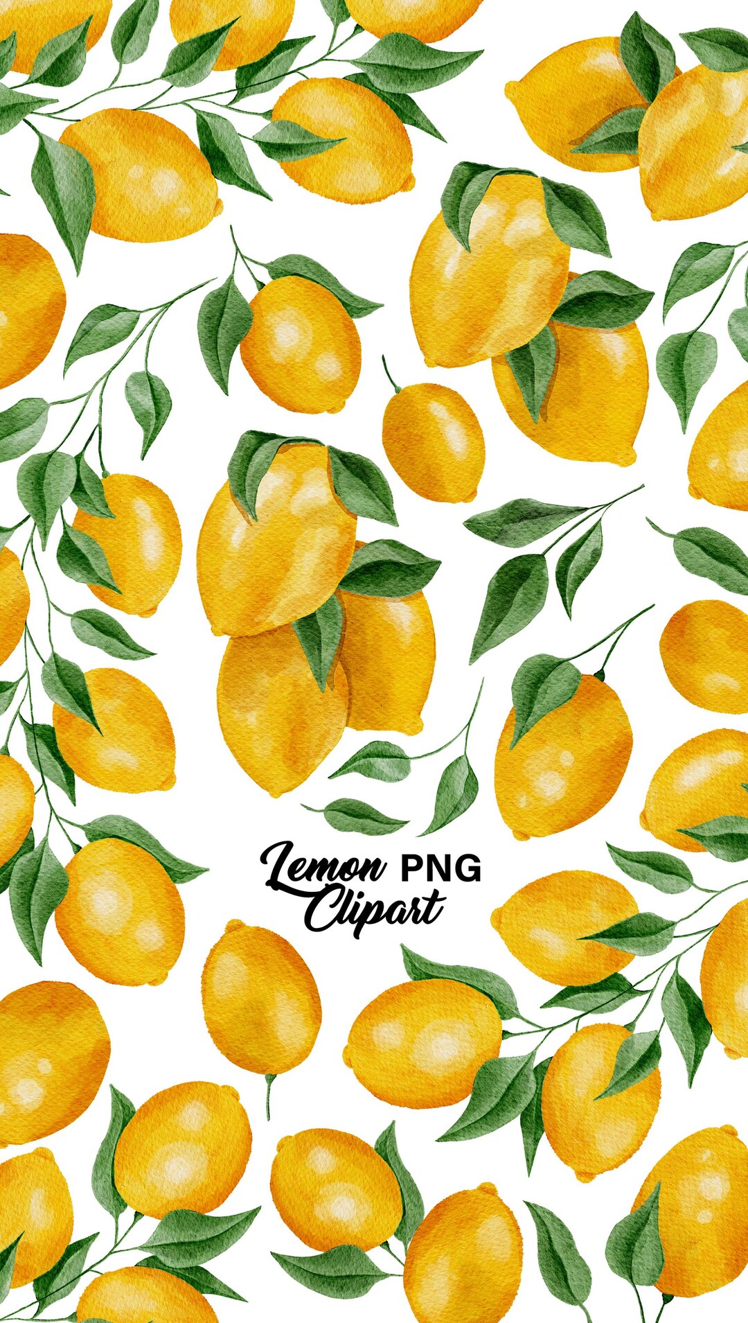 Lemons PNG Watercolor Clipart Set. Juicy Yellow Citrus Summer Fruits ...