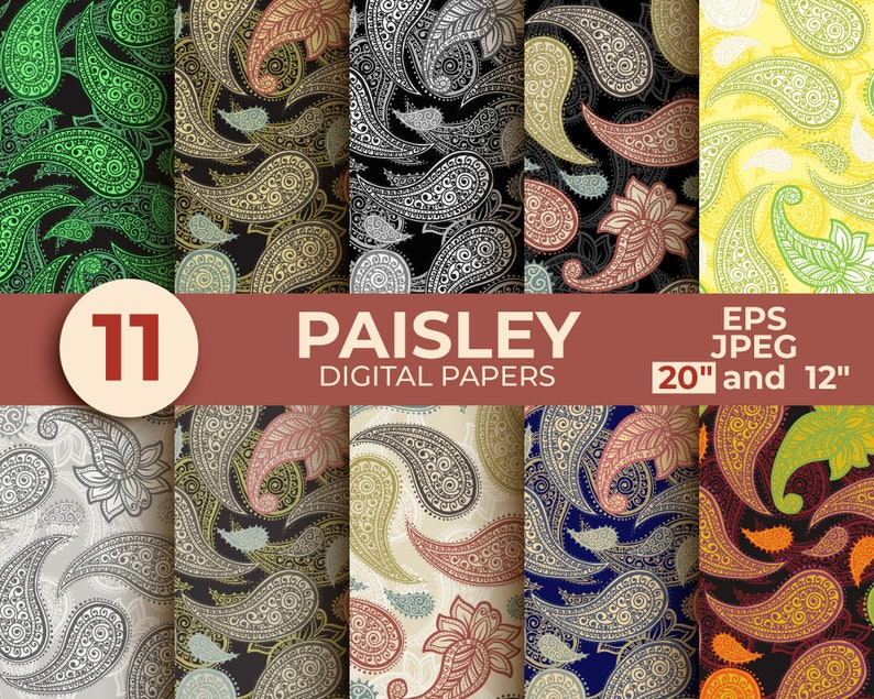 Paisley Digital Paper Seamless Pattern Digital Scrapbook Paper - Etsy