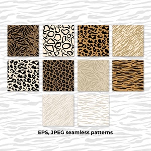 Safari Animal Prints Digital Papers Seamless Patterns Vector Bundle ...