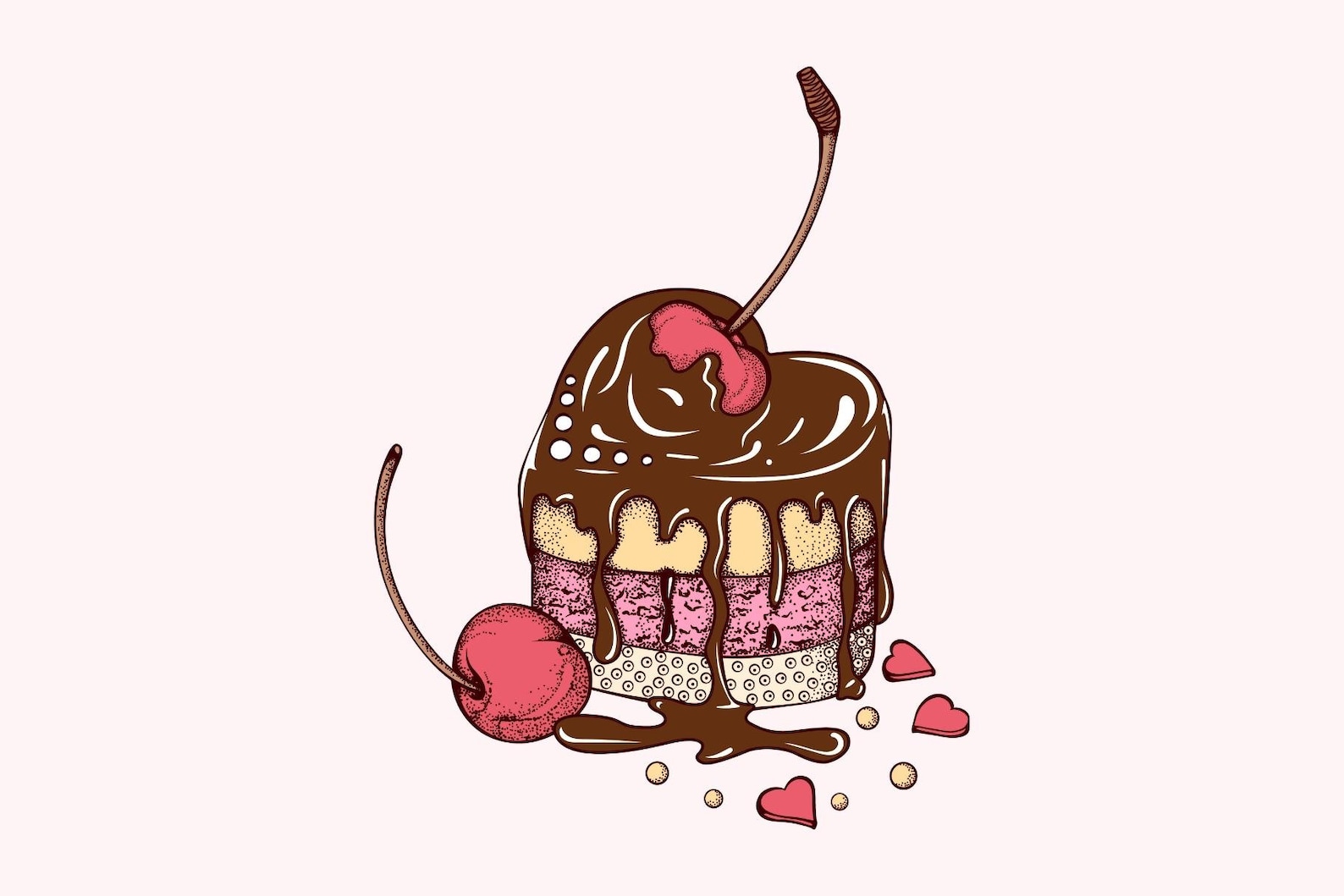 Pink Retro Sweets Vector EPS Clipart. Cake Ice Cream - Etsy