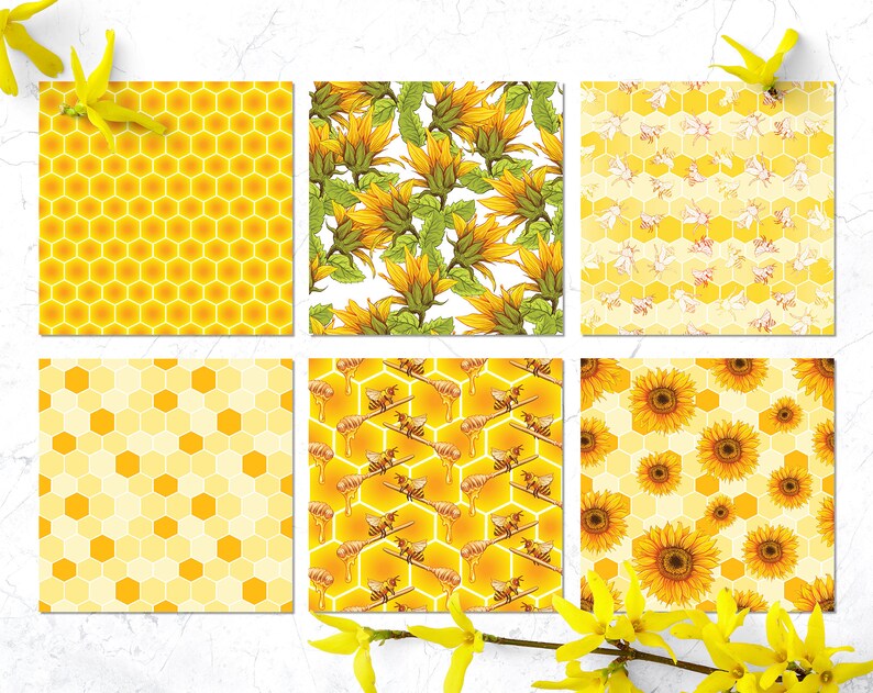 Bee Digital Paper for Scrapbook Planner Pages Stencil. Honey | Etsy