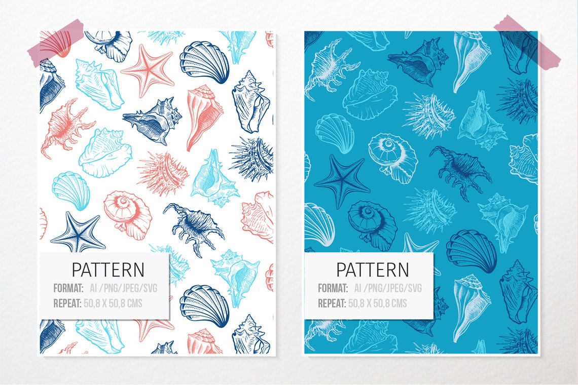 Seashell SVG and Seamless Patterns Vector Design Elements | Etsy