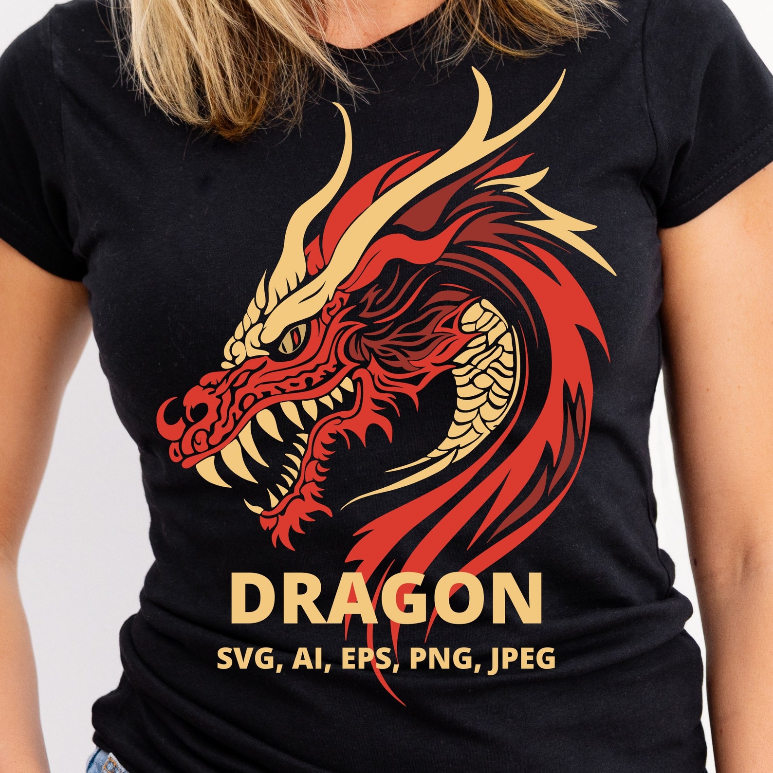 Chinese Dragon SVG Red Yellow Dragon Silhouette Vector Tattoo - Etsy