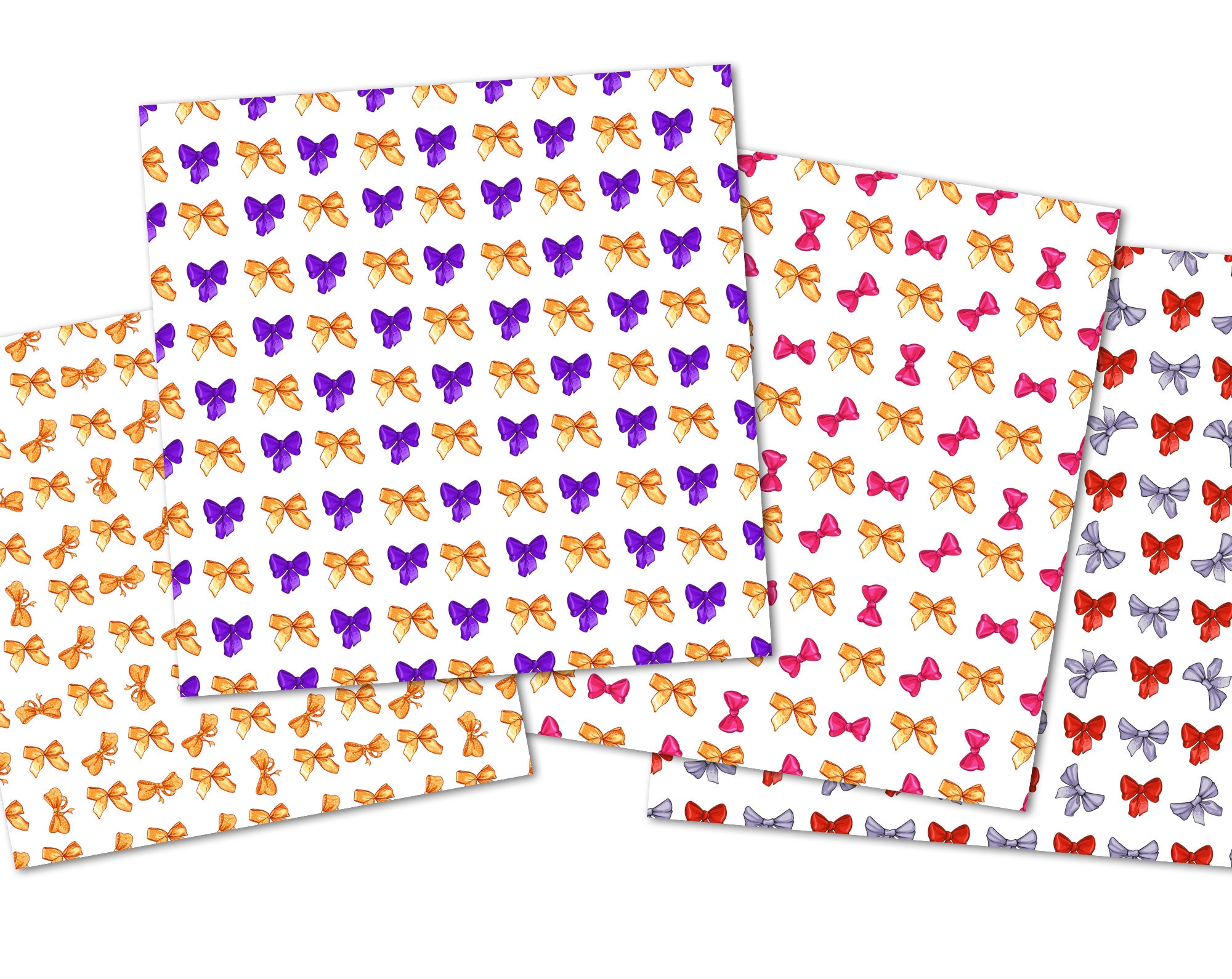 Ribbon Bow Ties Digital Papers, Seamless Pattern, Birthday Shabby Chic ...