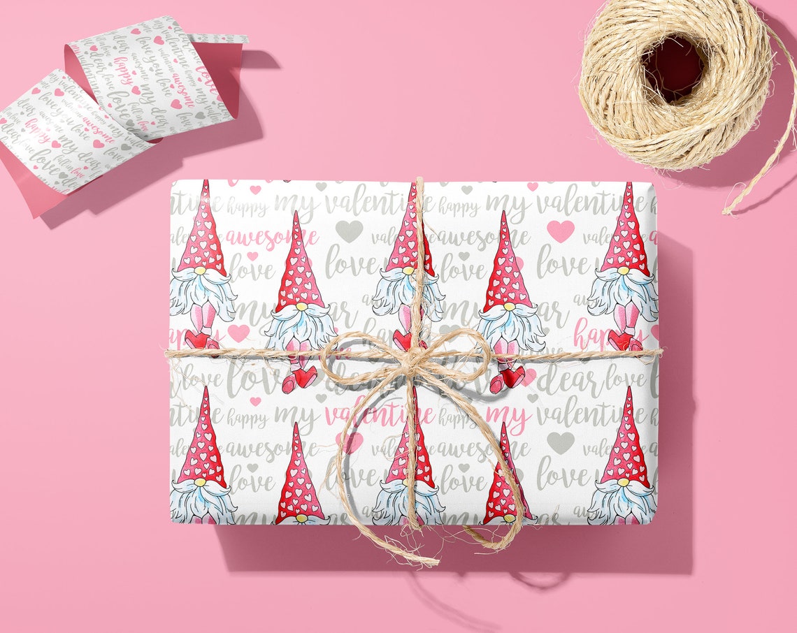 Valentine Gnome Digital Paper Seamless Pattern. Love Hearts | Etsy